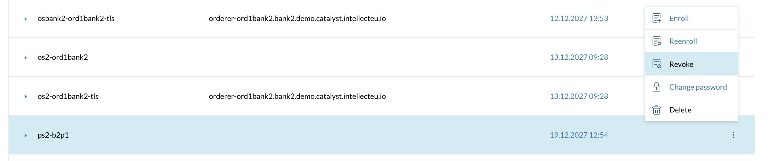 Certificate Revokation :: Catalyst Blockchain Manager